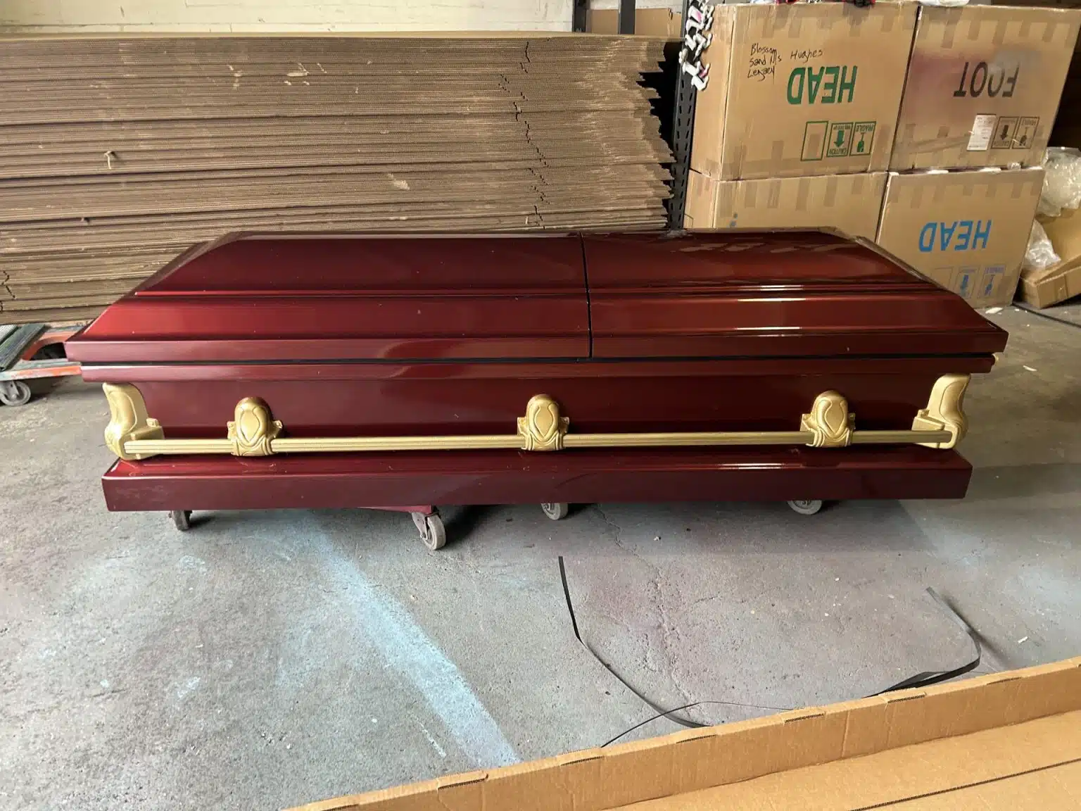 Crimson Leopard Custom Casket - Sky Caskets