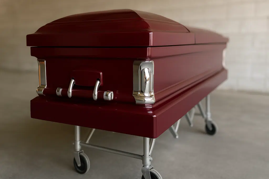 Burgundy Custom Casket - Sky Caskets